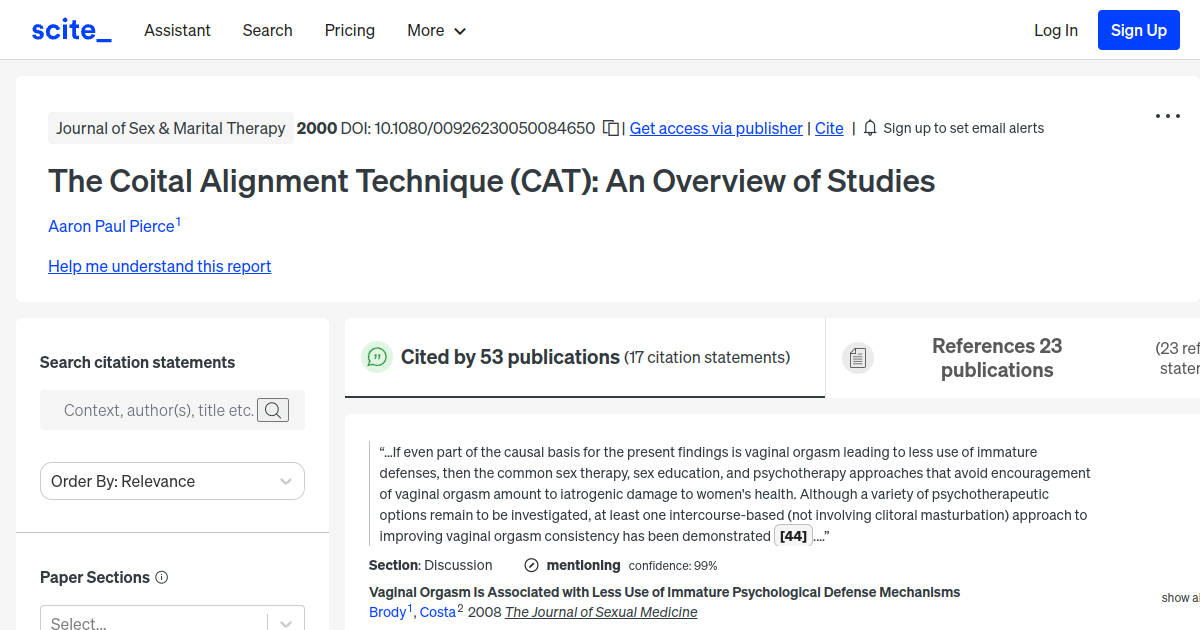 The Coital Alignment Technique (CAT): An Overview of Studies - [scite ...