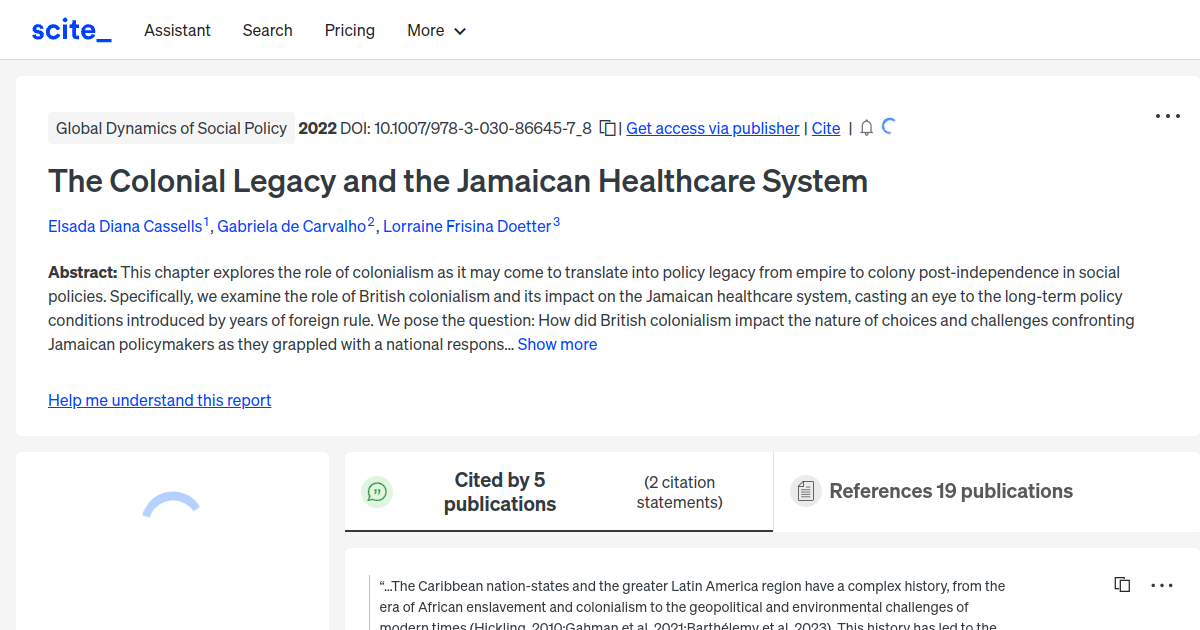The Colonial Legacy and the Jamaican Healthcare System