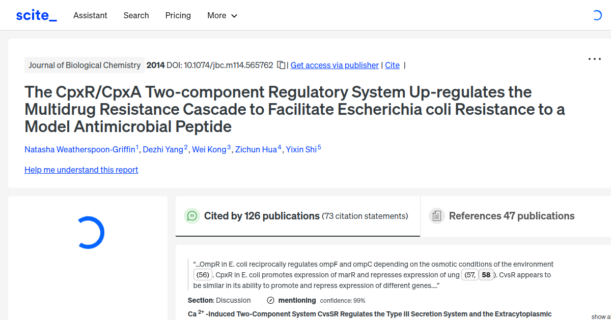 The CpxR/CpxA Two-component Regulatory System Up-regulates the ...