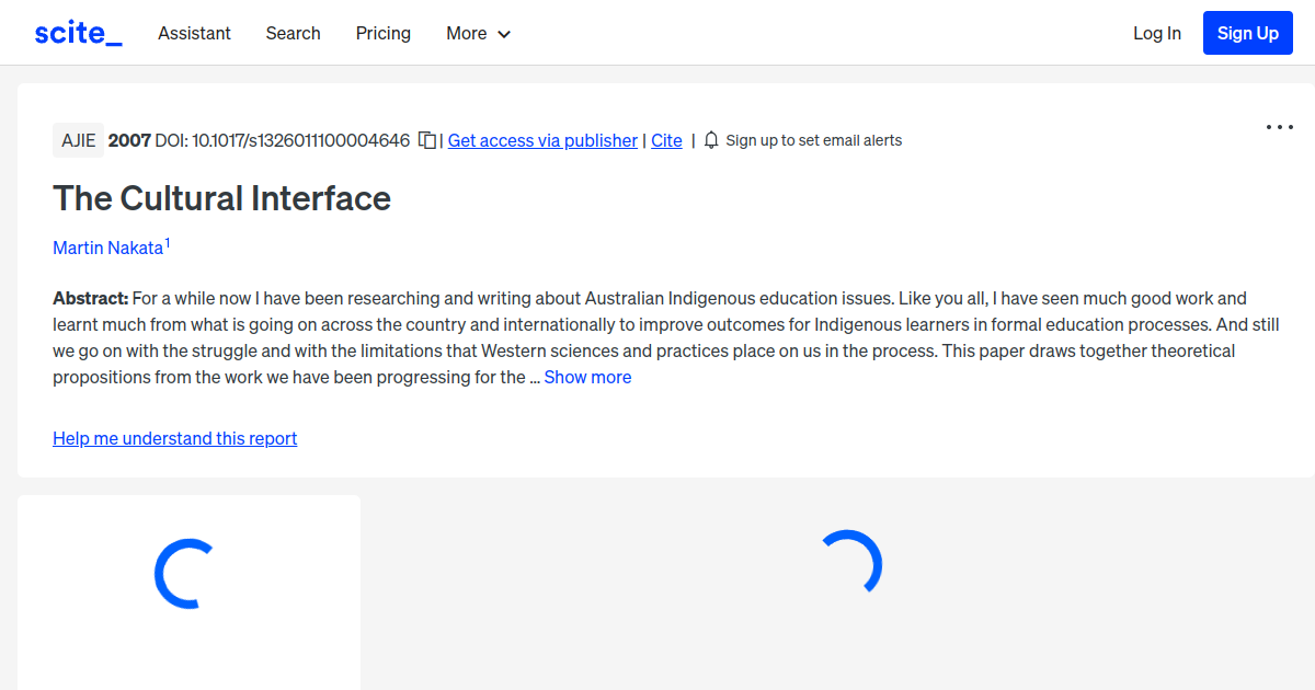 The Cultural Interface - [scite report]