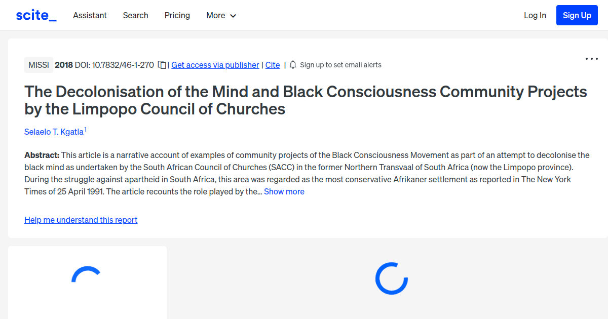 The Decolonisation of the Mind and Black Consciousness Community ...