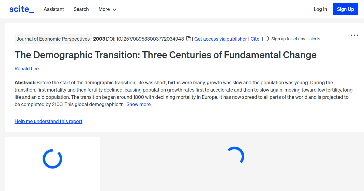 The Demographic Transition: Three Centuries of Fundamental Change