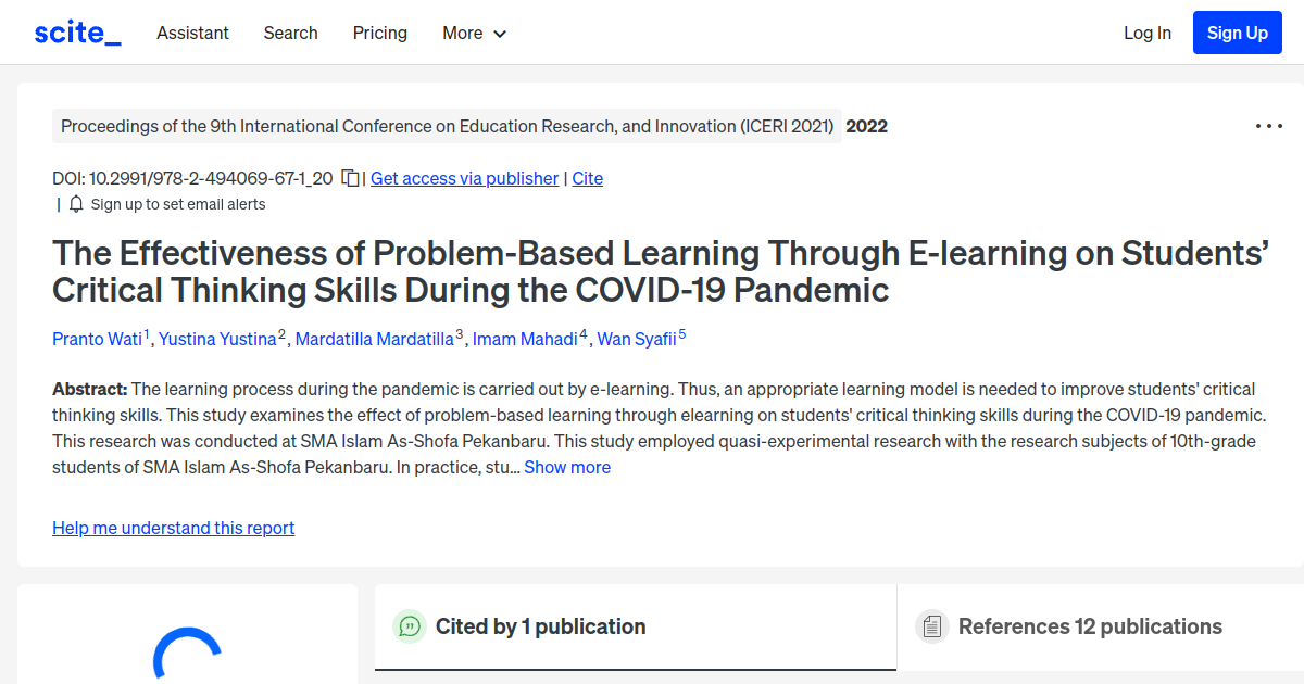The Effectiveness of Problem-Based Learning Through E-learning on ...