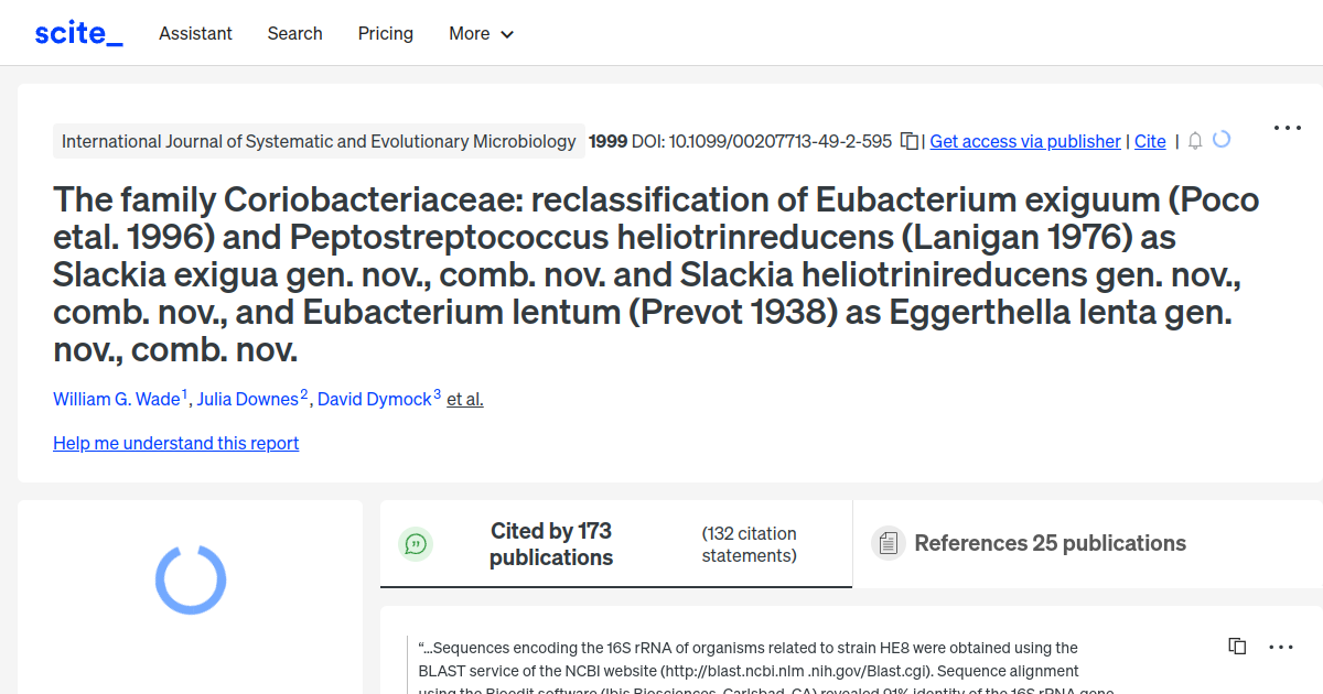 The family Coriobacteriaceae: reclassification of Eubacterium exiguum ...