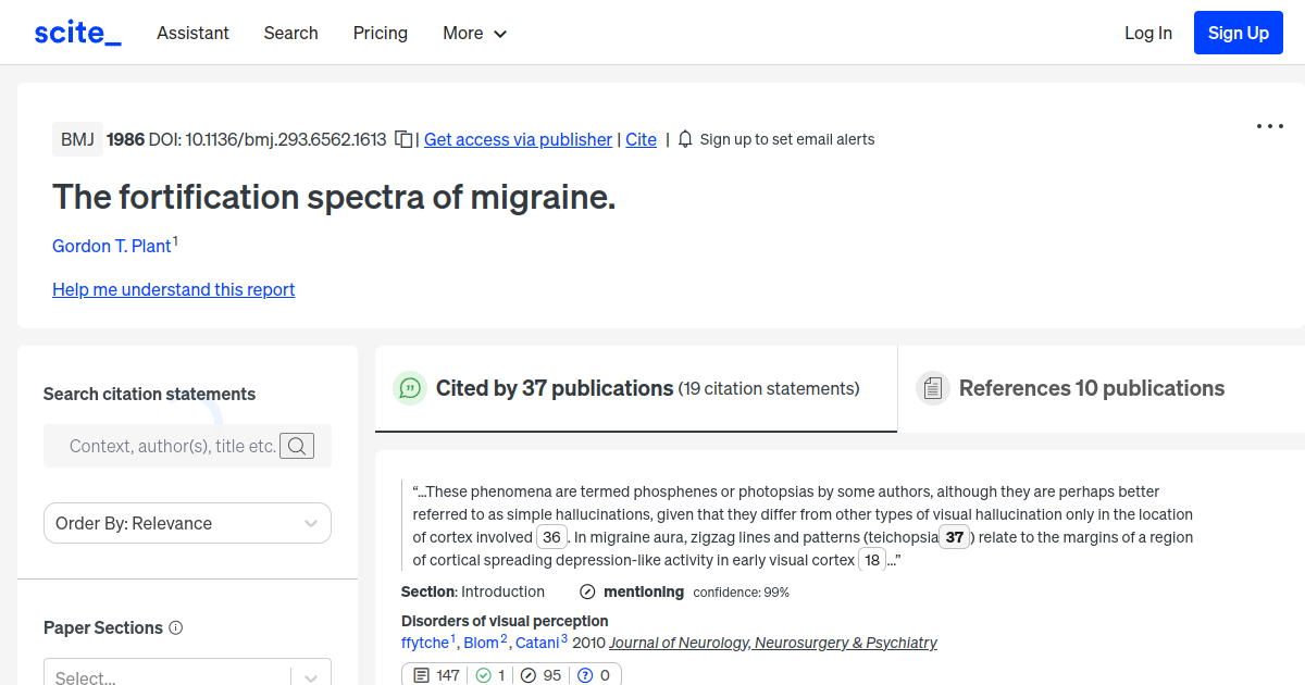 The fortification spectra of migraine. - [scite report]