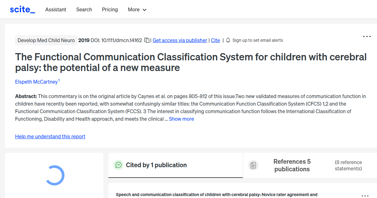 The Functional Communication Classification System for children with ...