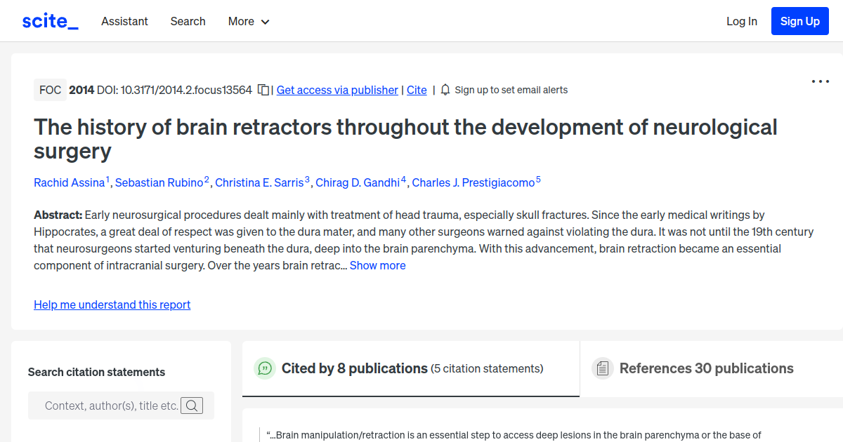 The history of brain retractors throughout the development of ...