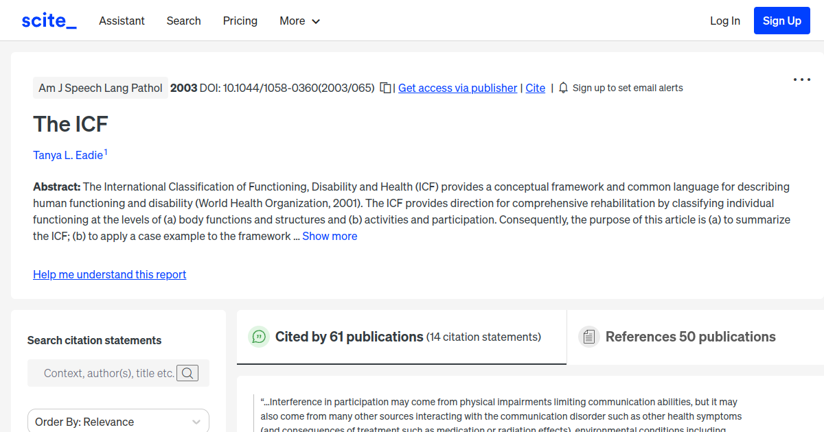 The ICF - [scite report]