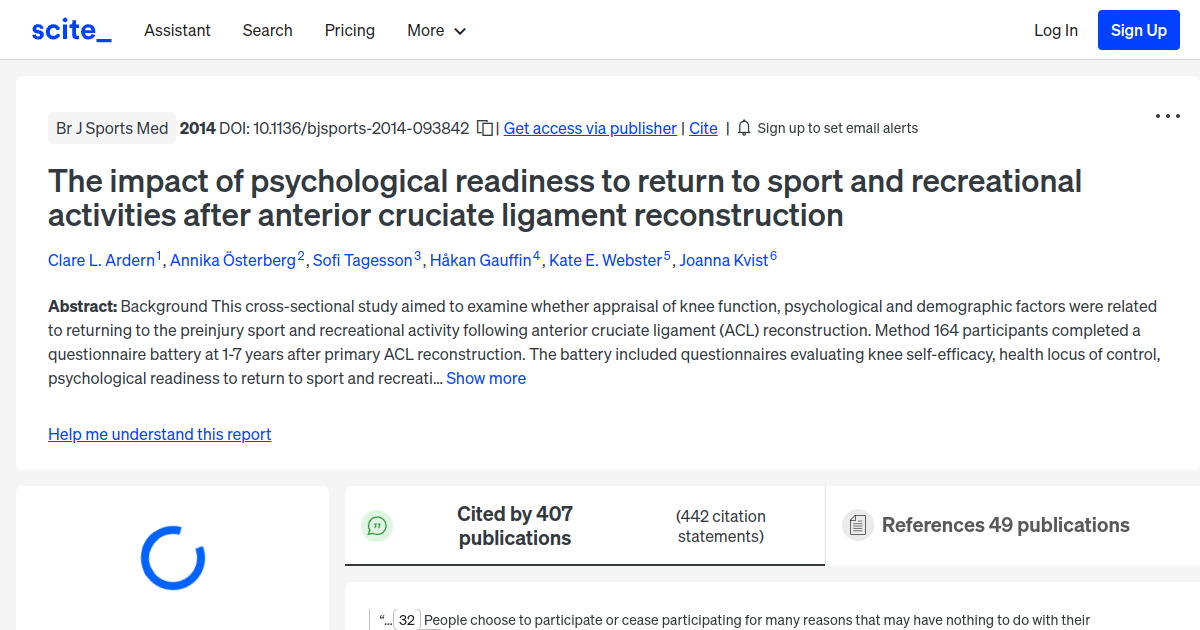 The impact of psychological readiness to return to sport and ...