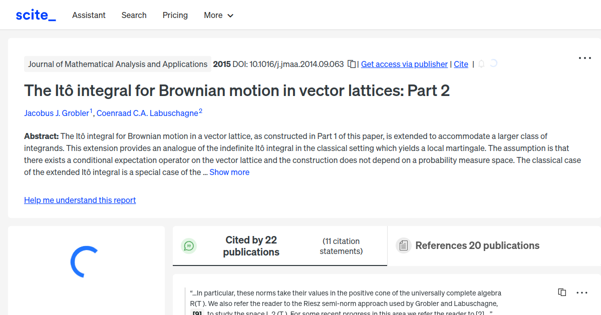 The Itô integral for Brownian motion in vector lattices: Part 2 ...
