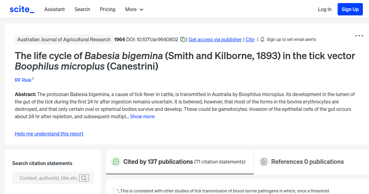 The life cycle of Babesia bigemina (Smith and Kilborne, 1893) in the ...