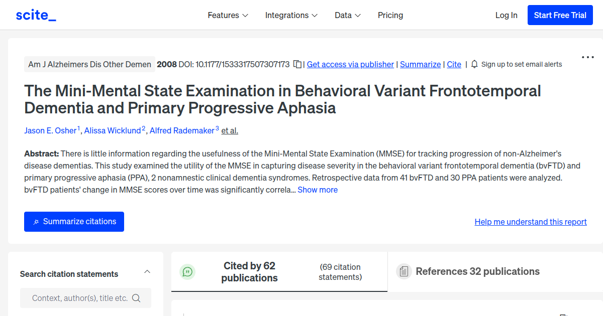 The Mini-Mental State Examination in Behavioral Variant Frontotemporal ...