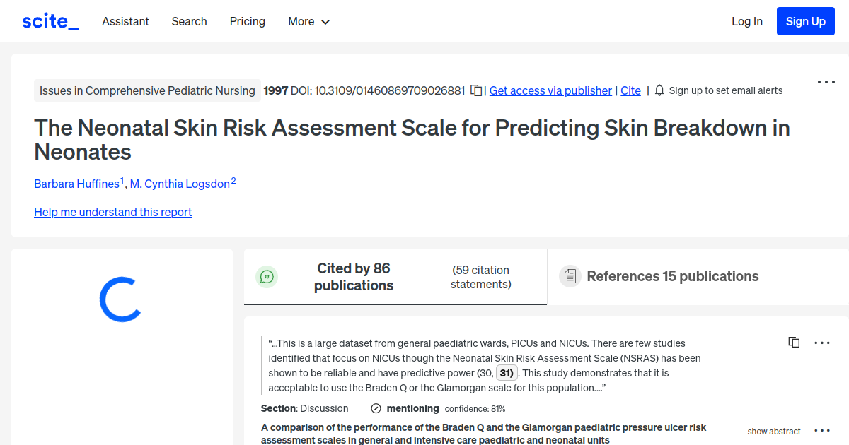 The Neonatal Skin Risk Assessment Scale for Predicting Skin Breakdown ...