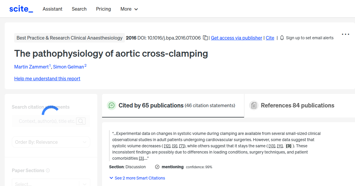 The pathophysiology of aortic cross-clamping - [scite report]