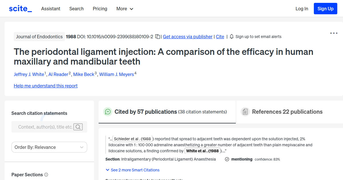 The periodontal ligament injection: A comparison of the efficacy in ...