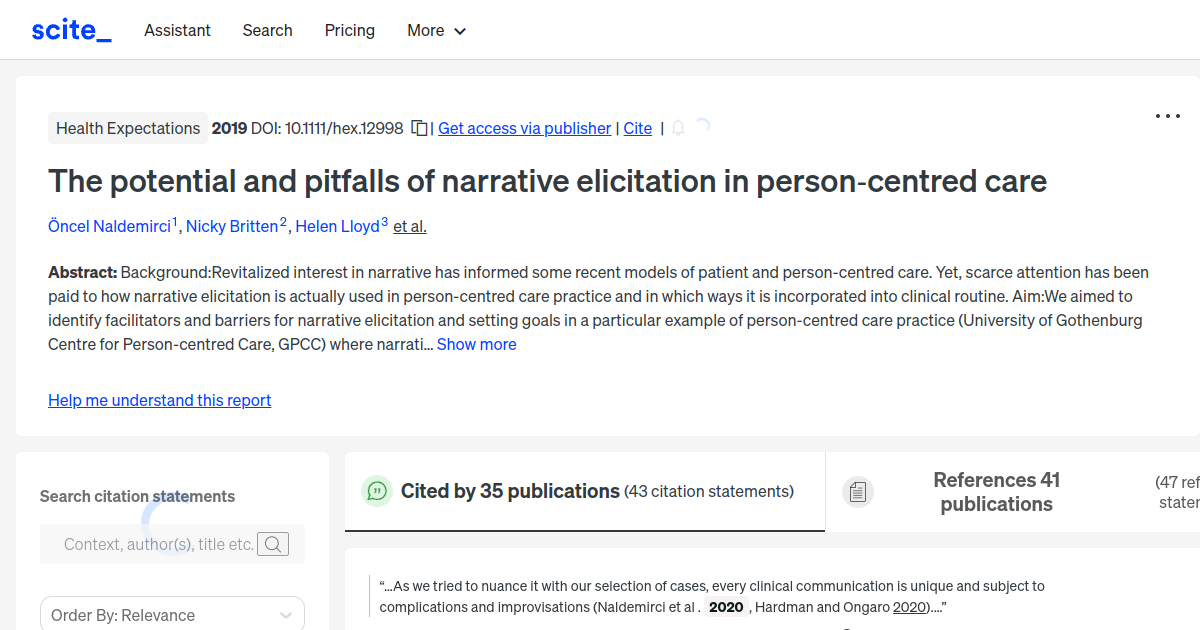The potential and pitfalls of narrative elicitation in person‐centred ...