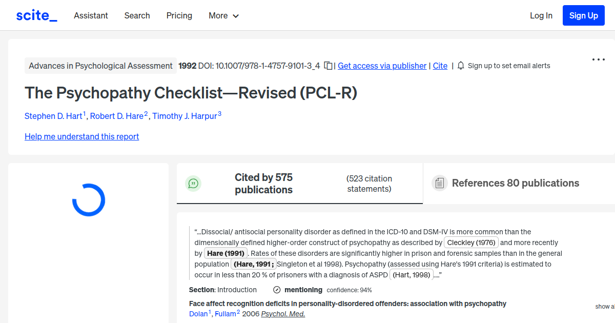 The Psychopathy Checklist—Revised (PCL-R) - [scite report]