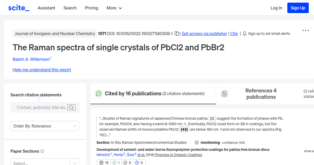 The Raman spectra of single crystals of PbCl2 and PbBr2 - [scite report]