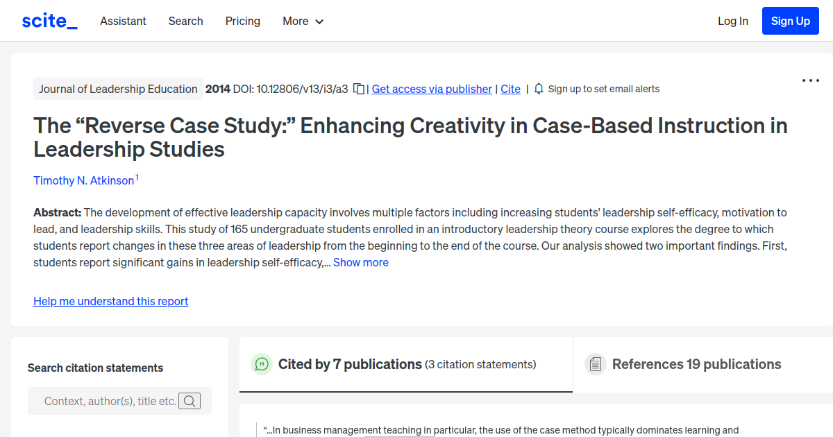 The “Reverse Case Study:” Enhancing Creativity in Case-Based ...