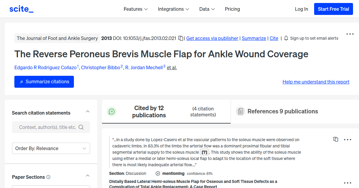 The Reverse Peroneus Brevis Muscle Flap for Ankle Wound Coverage