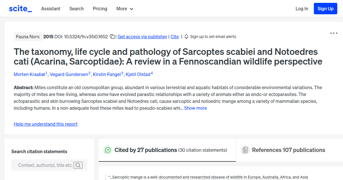 The taxonomy, life cycle and pathology of Sarcoptes scabiei and ...