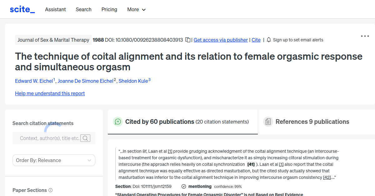 The technique of coital alignment and its relation to female orgasmic ...