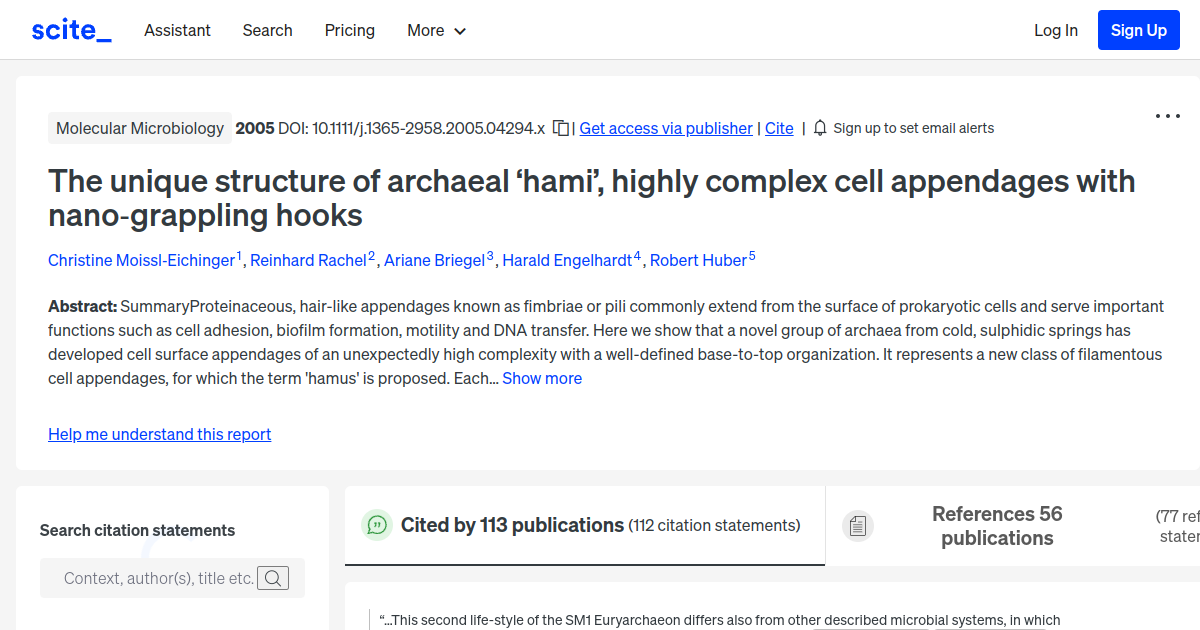 The unique structure of archaeal ‘hami’, highly complex cell appendages ...
