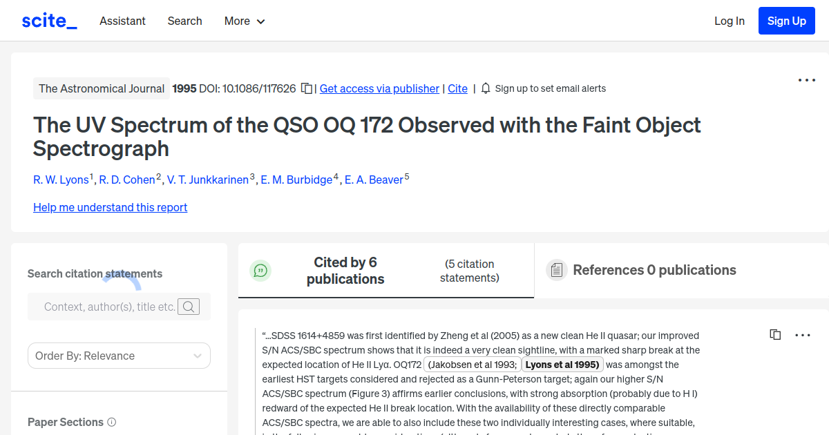 The UV Spectrum of the QSO OQ 172 Observed with the Faint Object ...