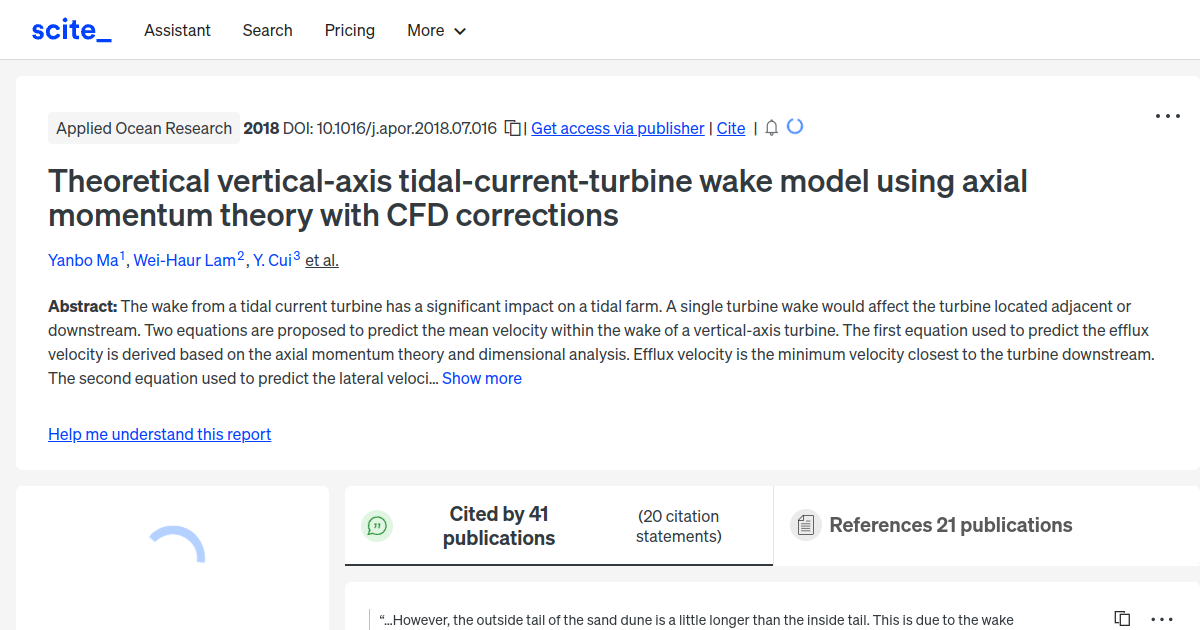 Theoretical vertical-axis tidal-current-turbine wake model using axial ...