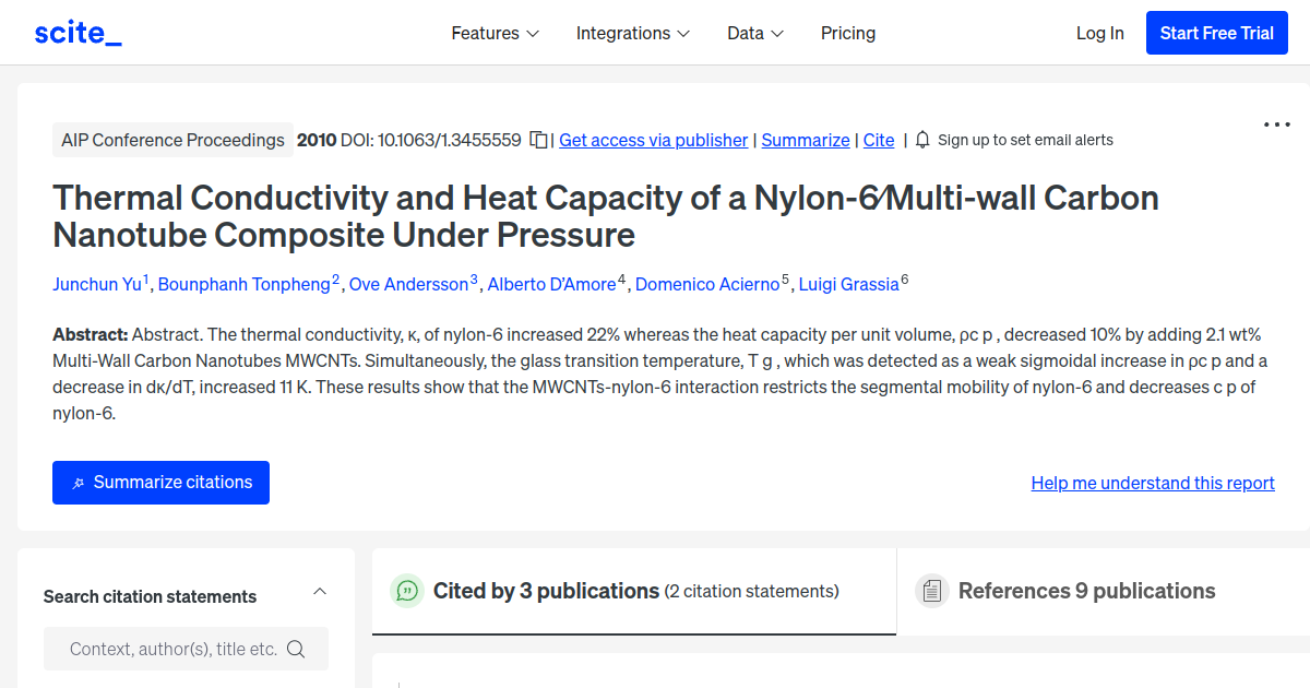 Thermal Conductivity and Heat Capacity of a Nylon-6∕Multi-wall Carbon ...