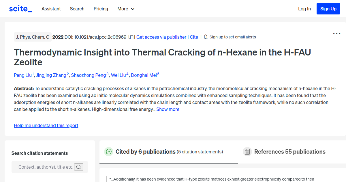 Thermodynamic Insight into Thermal Cracking of n -Hexane in the H-FAU ...
