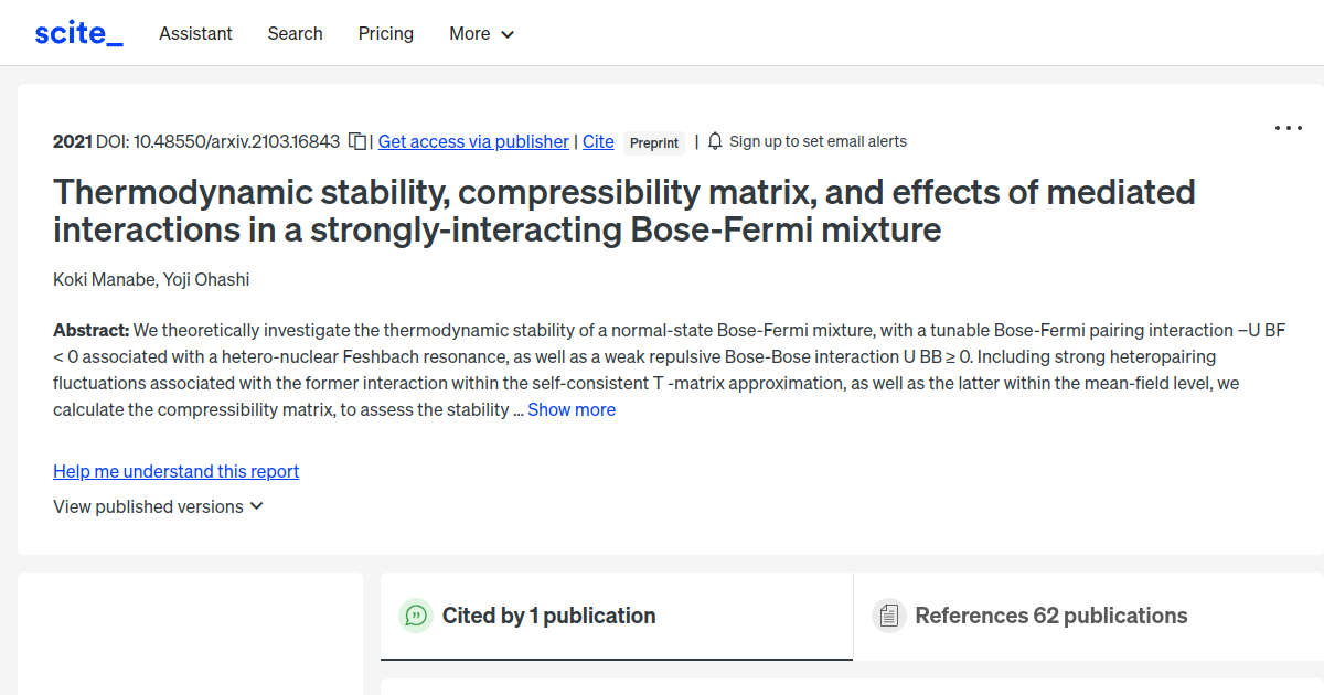 [citation report] Thermodynamic stability, compressibility matrix, and ...