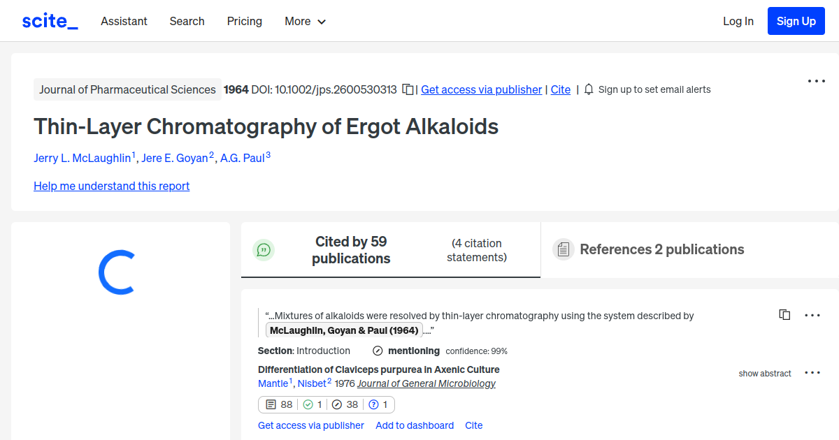 Thin-Layer Chromatography of Ergot Alkaloids - [scite report]