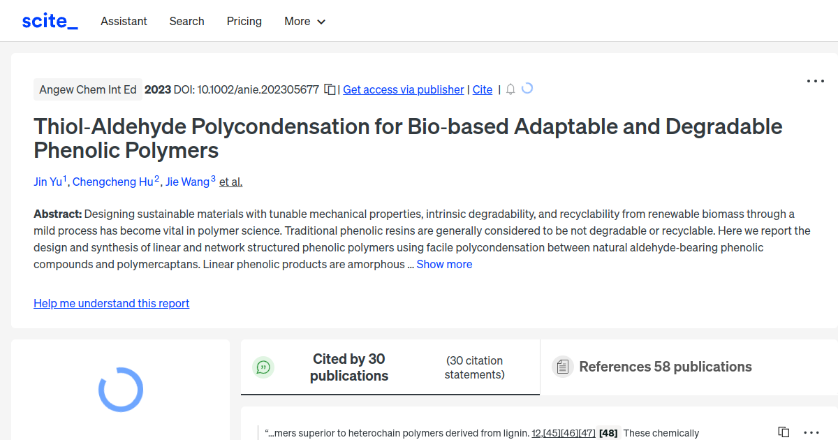 Thiol‐Aldehyde Polycondensation for Bio‐based Adaptable and Degradable ...