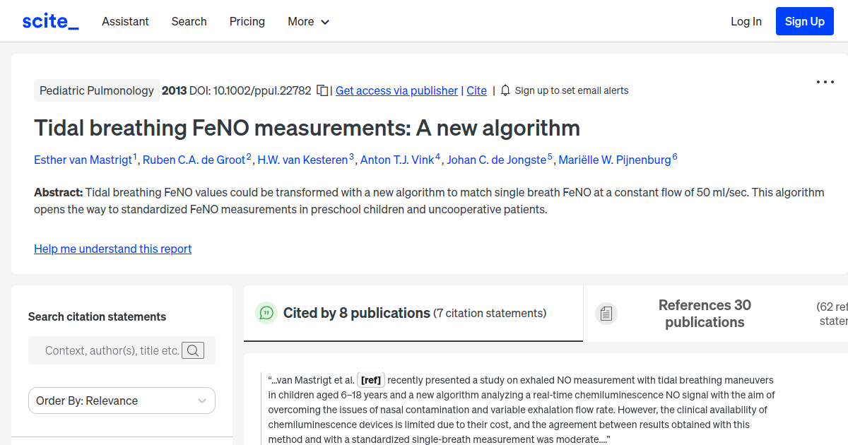 Tidal breathing FeNO measurements: A new algorithm - [scite report]