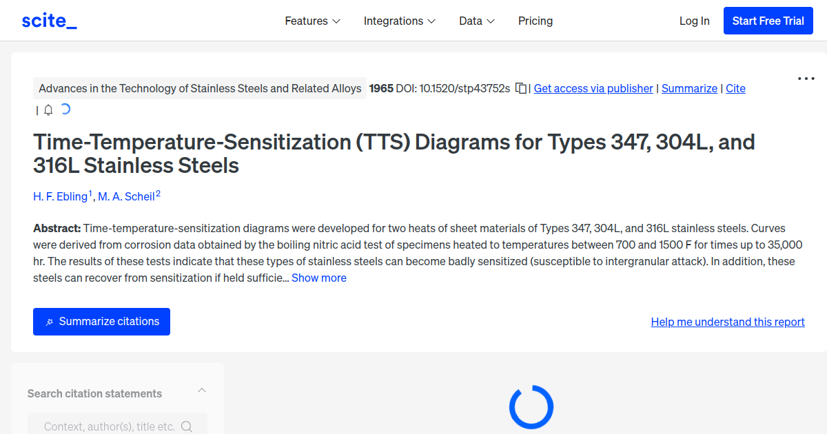 Time-Temperature-Sensitization (TTS) Diagrams for Types 347, 304L, and ...