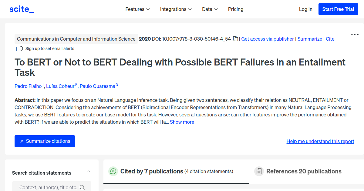 To BERT or Not to BERT Dealing with Possible BERT Failures in an ...