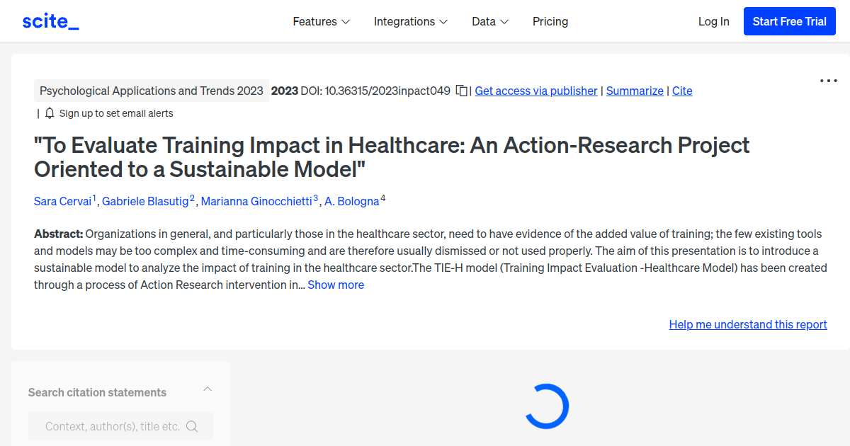 "To Evaluate Training Impact in Healthcare: An Action-Research Project ...