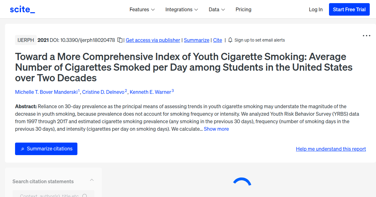Toward a More Comprehensive Index of Youth Cigarette Smoking: Average ...