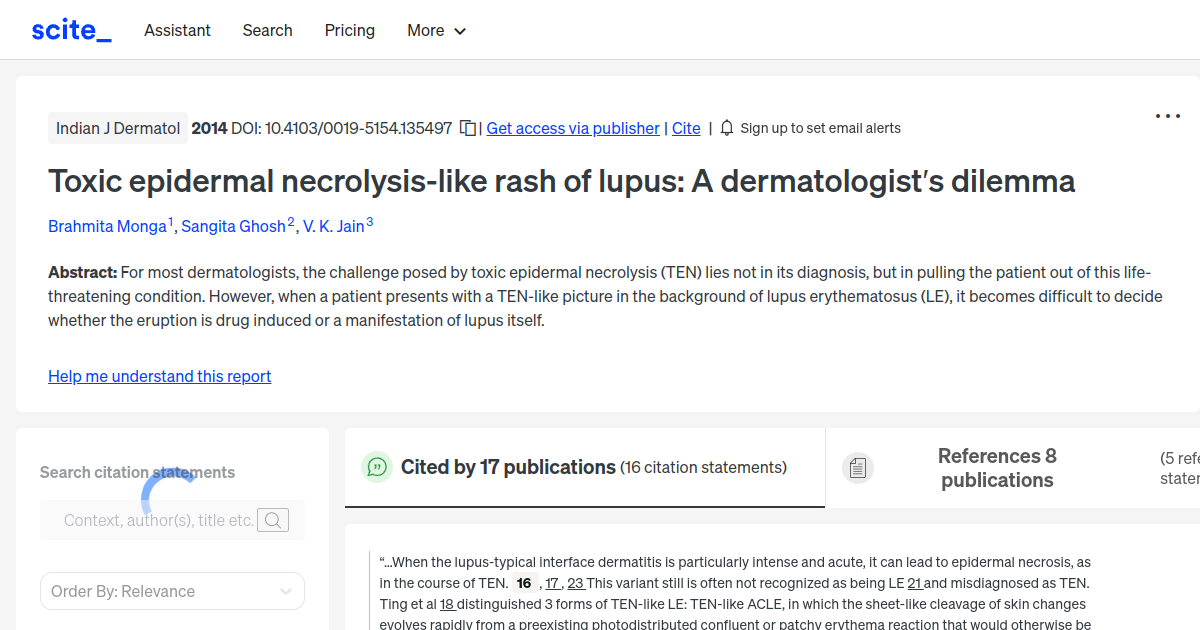 Toxic epidermal necrolysis-like rash of lupus: A dermatologist′s ...
