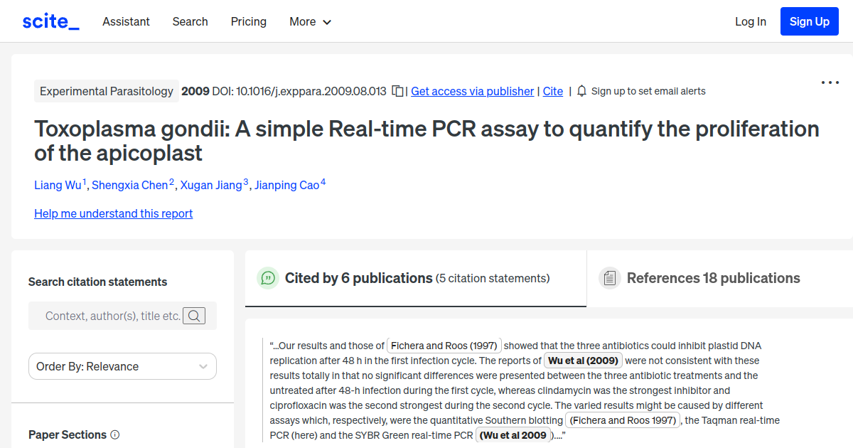 Toxoplasma gondii: A simple Real-time PCR assay to quantify the ...