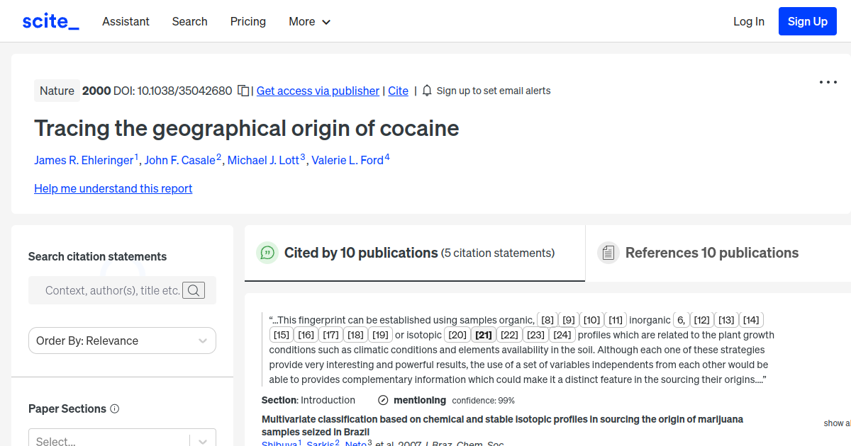Tracing the geographical origin of cocaine