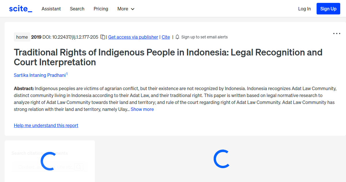 Traditional Rights of Indigenous People in Indonesia: Legal Recognition ...