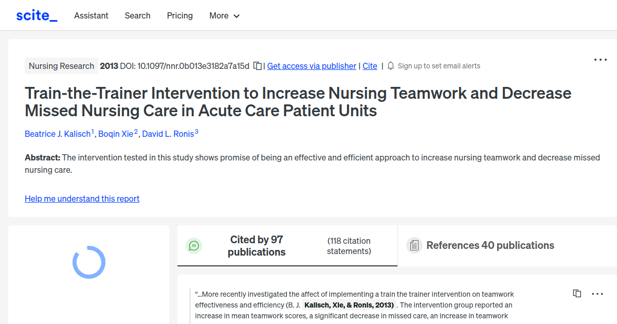 Train-the-Trainer Intervention to Increase Nursing Teamwork and ...