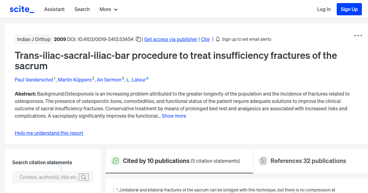Trans-iliac-sacral-iliac-bar procedure to treat insufficiency fractures ...