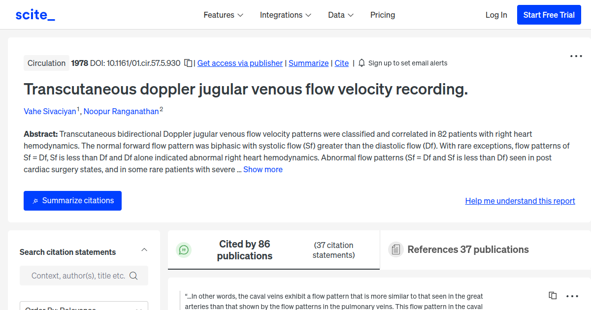 Transcutaneous doppler jugular venous flow velocity recording.