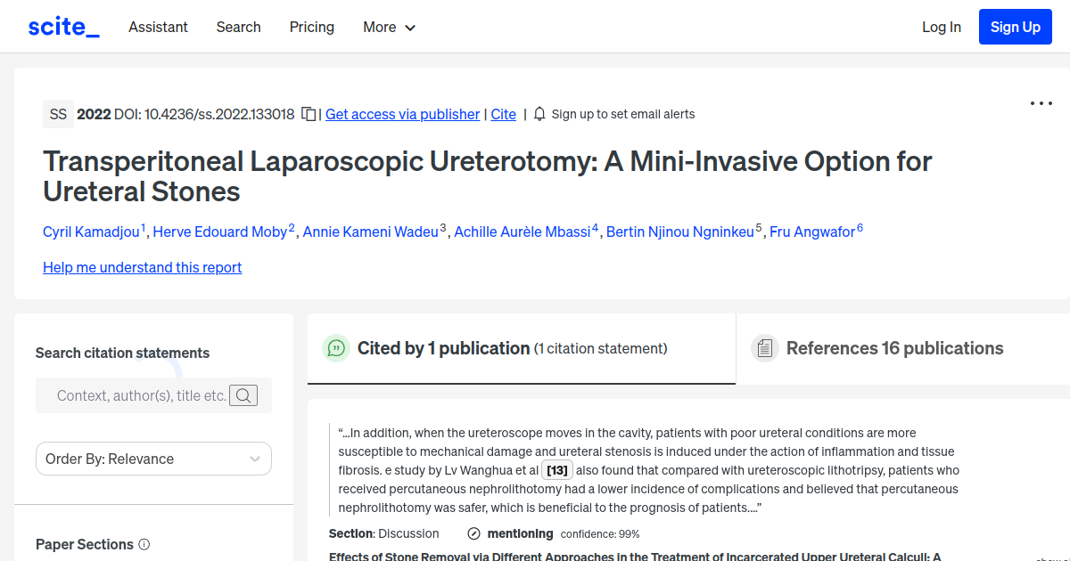 Transperitoneal Laparoscopic Ureterotomy: A Mini-Invasive Option for ...