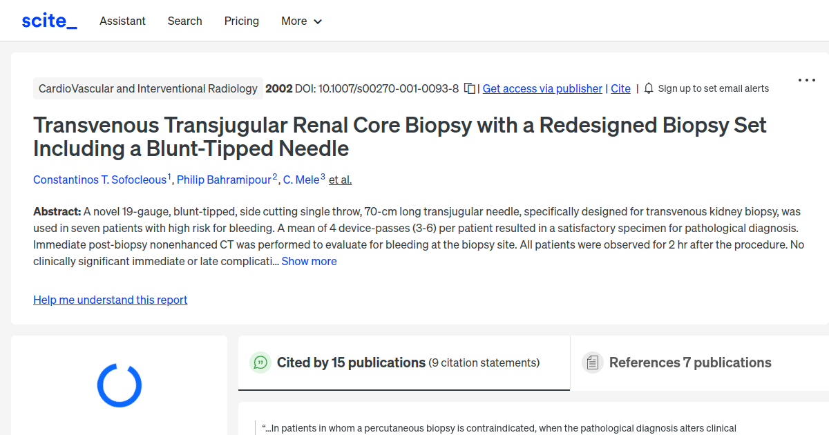 Transvenous Transjugular Renal Core Biopsy with a Redesigned Biopsy Set ...