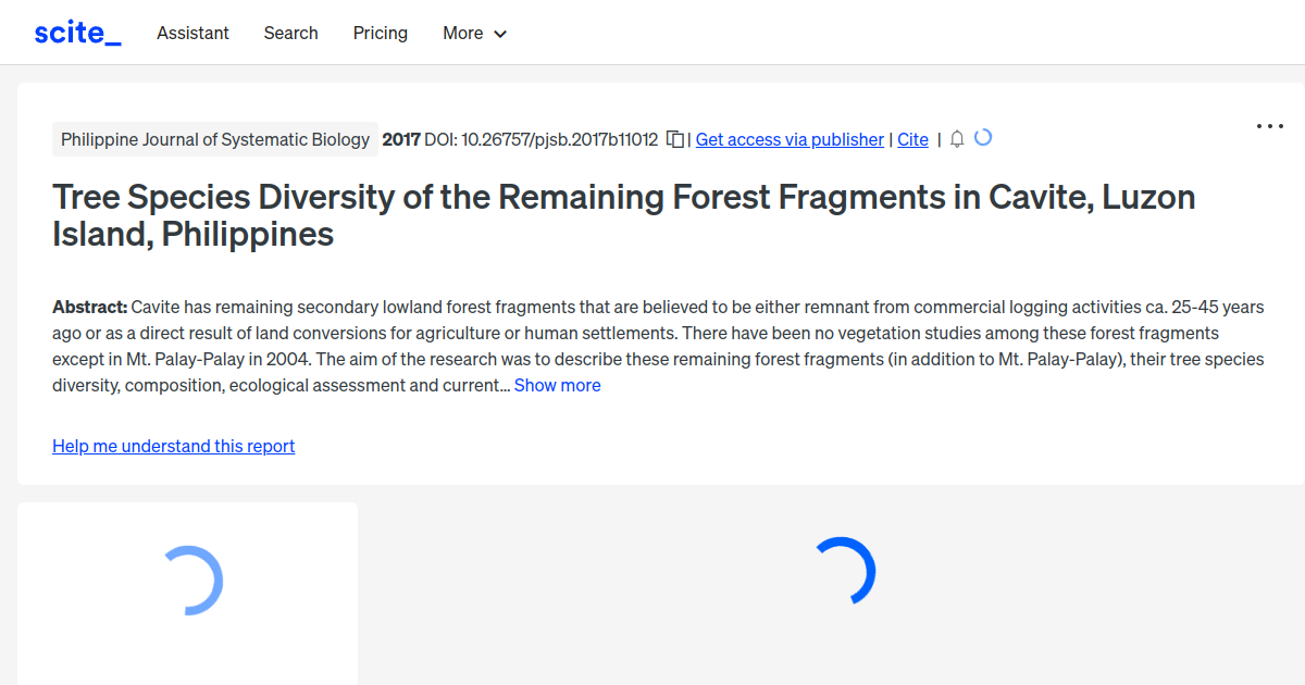 Tree Species Diversity of the Remaining Forest Fragments in Cavite ...