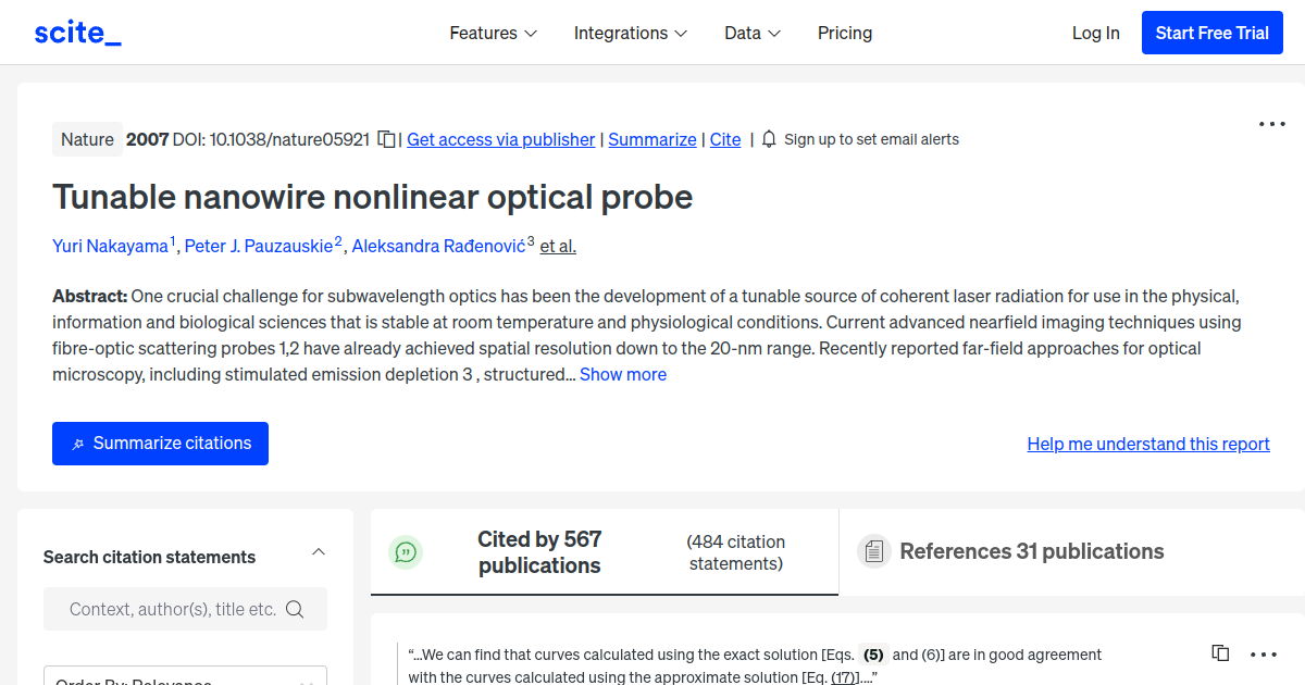 Tunable nanowire nonlinear optical probe